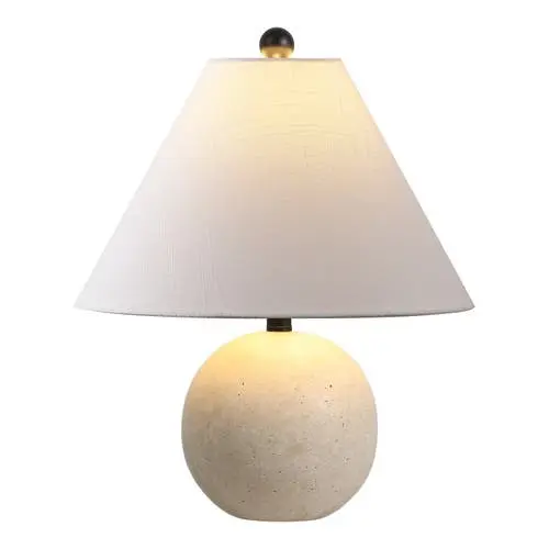 JONATHAN Y Liza 16" Modern Minimalist Travertine Globe Led Table Lamp - Beige/black