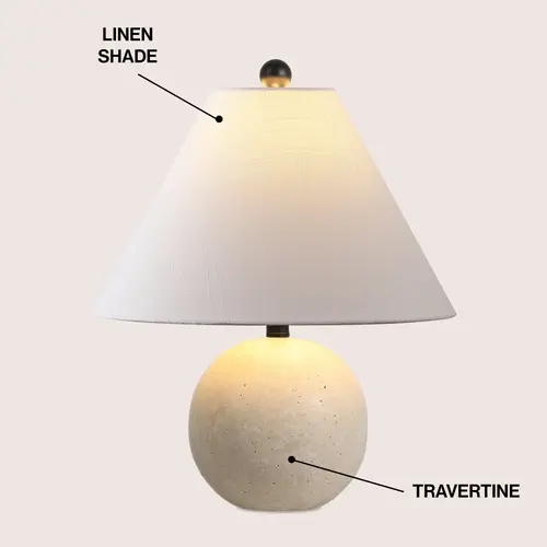 JONATHAN Y Liza 16" Modern Minimalist Travertine Globe Led Table Lamp