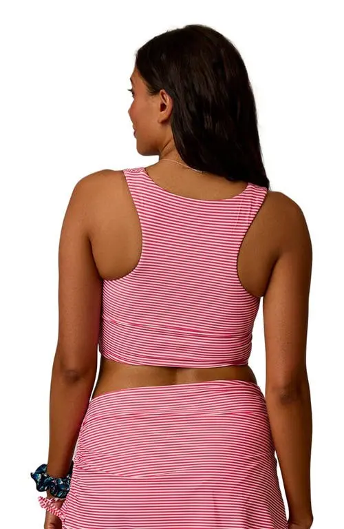 Carve Designs Tofino V-neck Longline Tank Top - Melon Stripe