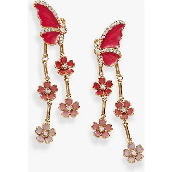 ALEX AND ANI New York Botanical Garden Butterfly Statement Earrings - Pink