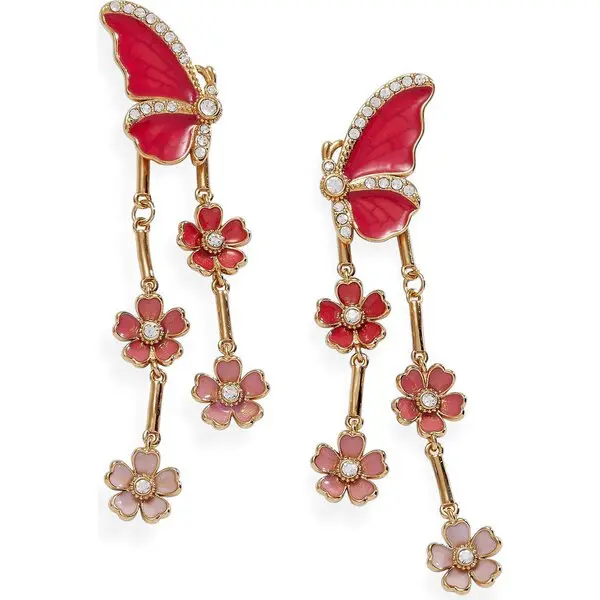ALEX AND ANI New York Botanical Garden Butterfly Statement Earrings - Pink