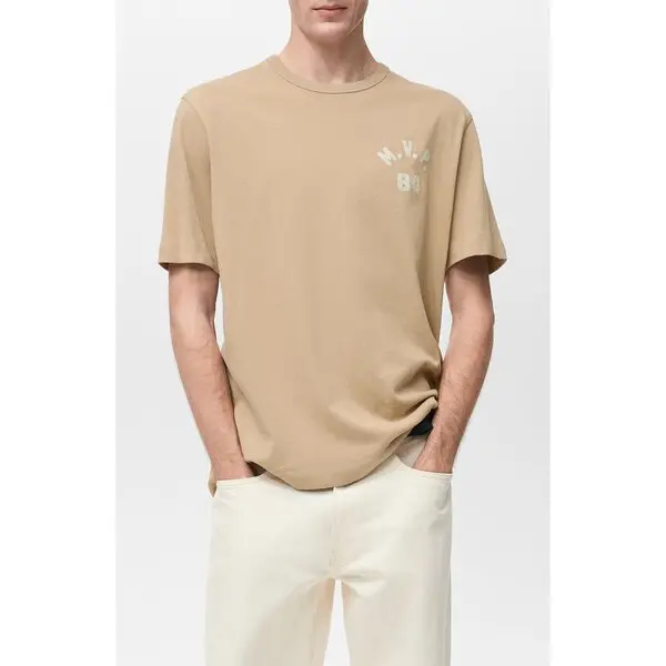 Mango Mvp Embroidered Graphic T-shirt - Beige