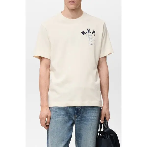 Mango Mvp Embroidered Graphic T-shirt - Ecru