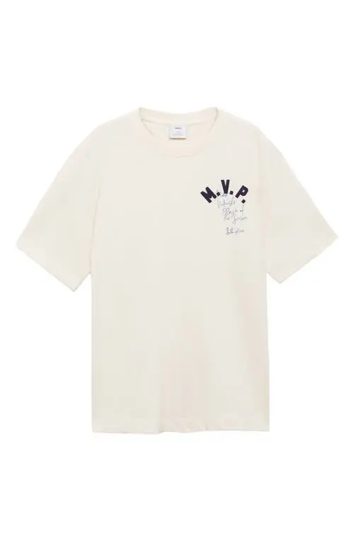 Mango Mvp Embroidered Graphic T-shirt - Ecru