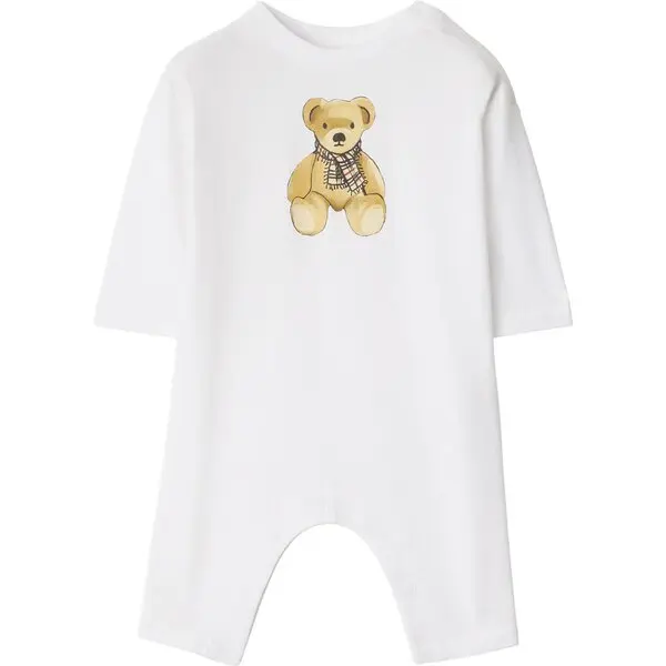 Burberry Thomas Bear Cotton Jumpsuit - White