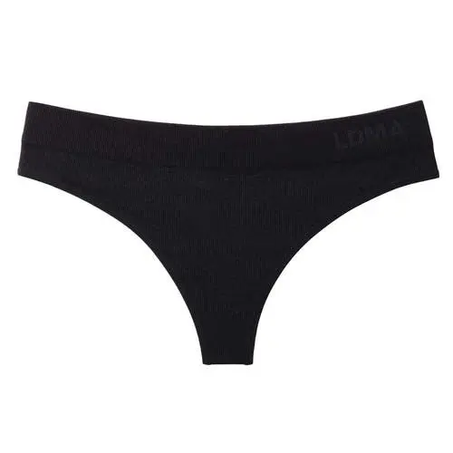 LDMA Low Hide Ribbed Thong - Black