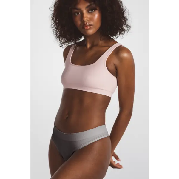 LDMA Low Hide Ribbed Thong - Heather Grey