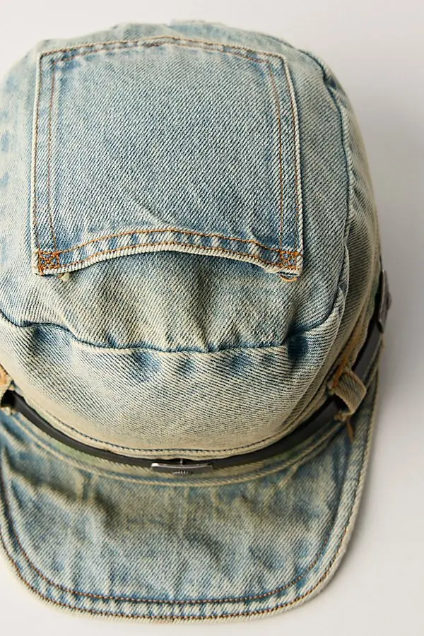 Free People Washed Cadet Denim Cap. Free People Washed Denim Cadet Hat at MarketFair Shoppes in  main image 2