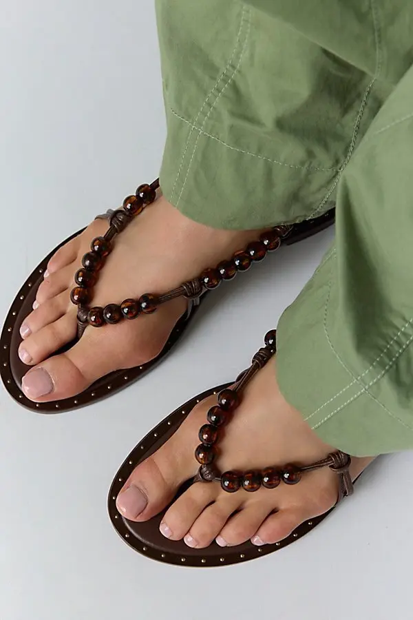 VICENZA Riviera Beaded Sandals - Chocolate