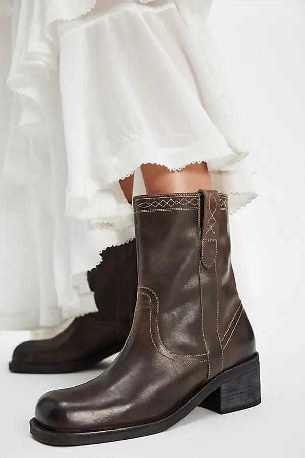 Free People Bonnie Ankle Boots - Black Distressed