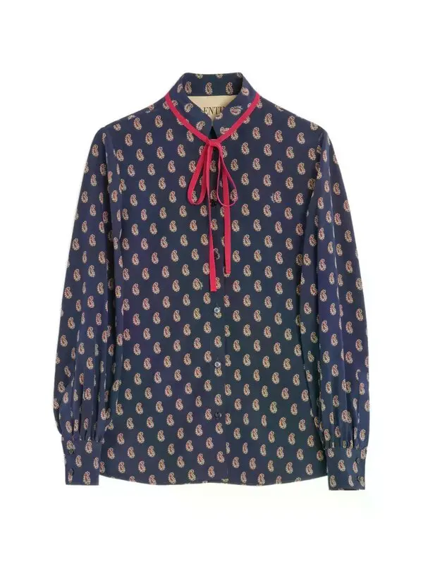 Valentino Garavani Crepe De Chine Voyage Imaginaire Paisley Printed Shirt - Blue