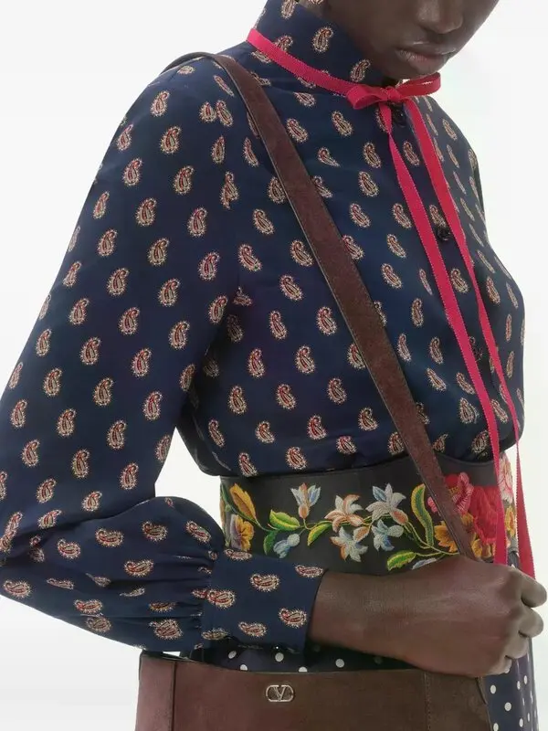 Valentino Garavani Crepe De Chine Voyage Imaginaire Paisley Printed Shirt - Blue