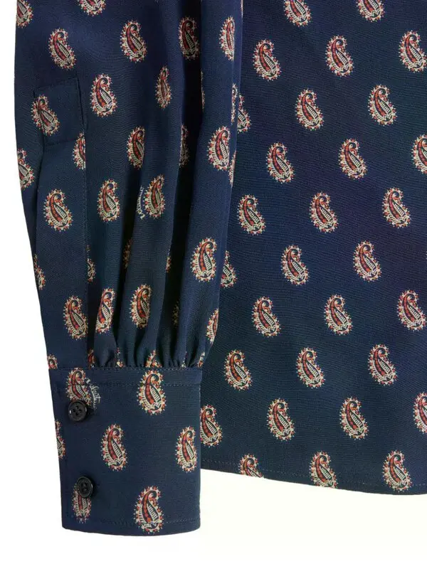 Valentino Garavani Crepe De Chine Voyage Imaginaire Paisley Printed Shirt - Blue