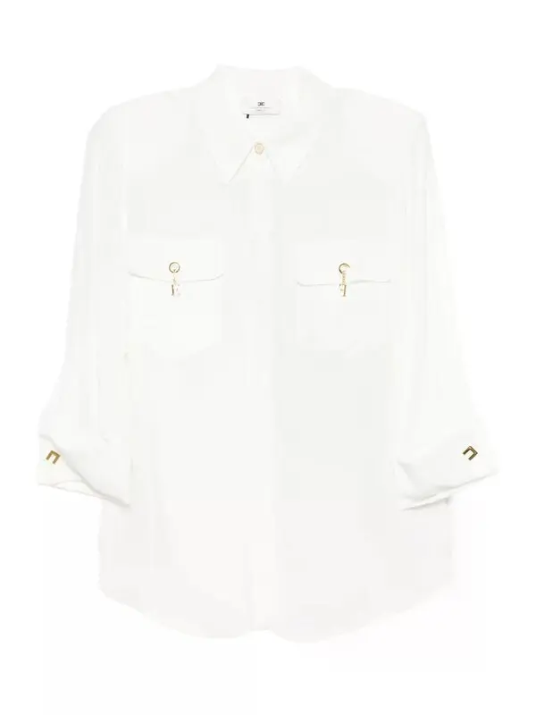 Elisabetta Franchi Pocket-detail Three-quarter Sleeve Shirt - White
