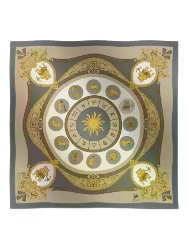 ELIOS Zodiac-print Silk Scarf - Brown
