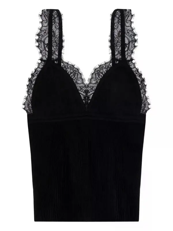 Blumarine Lace-trimmed Ribbed Top
