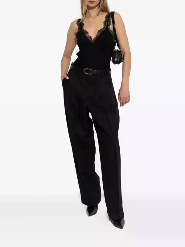 Blumarine Lace-trimmed Ribbed Top