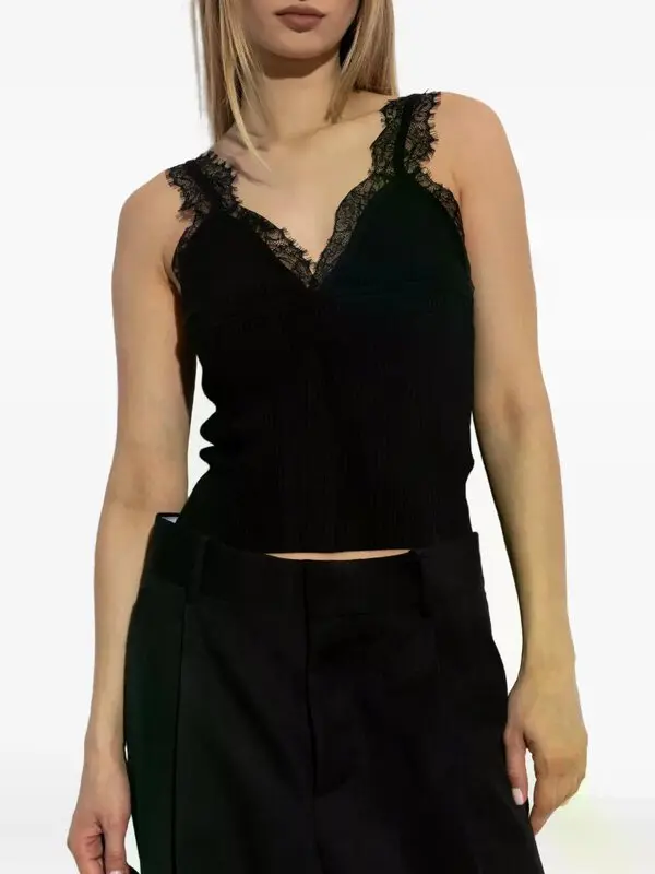 Blumarine Lace-trimmed Ribbed Top