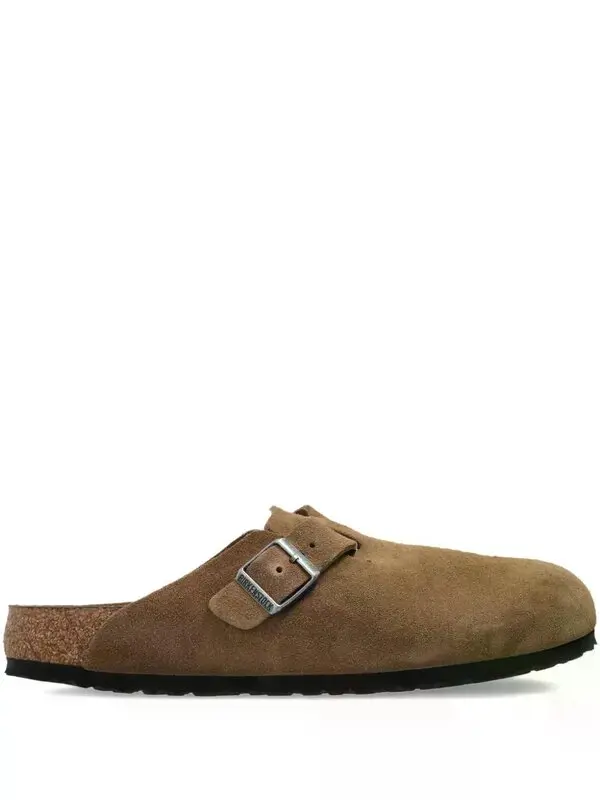 BIRKENSTOCK Boston Buckle Suede Mules - Brown