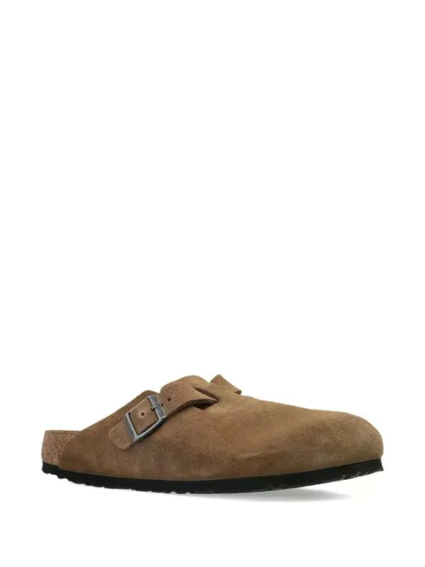 BIRKENSTOCK Boston Buckle Suede Mules - Brown