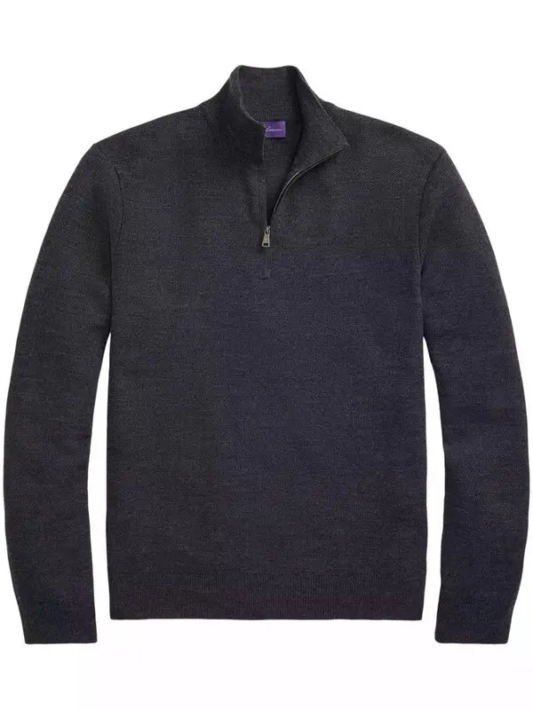Ralph Lauren Purple Label Half-zip Wool Jumper - Grey