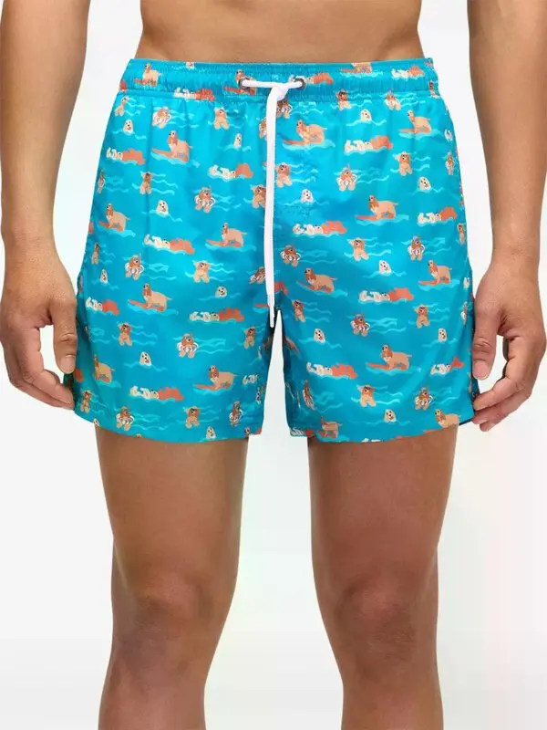 Sundek Dog-print Swim Shorts - Blue