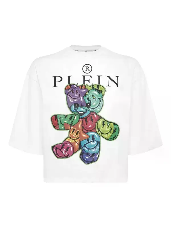 Philipp Plein Teddy Graphic Cropped T-shirt - White