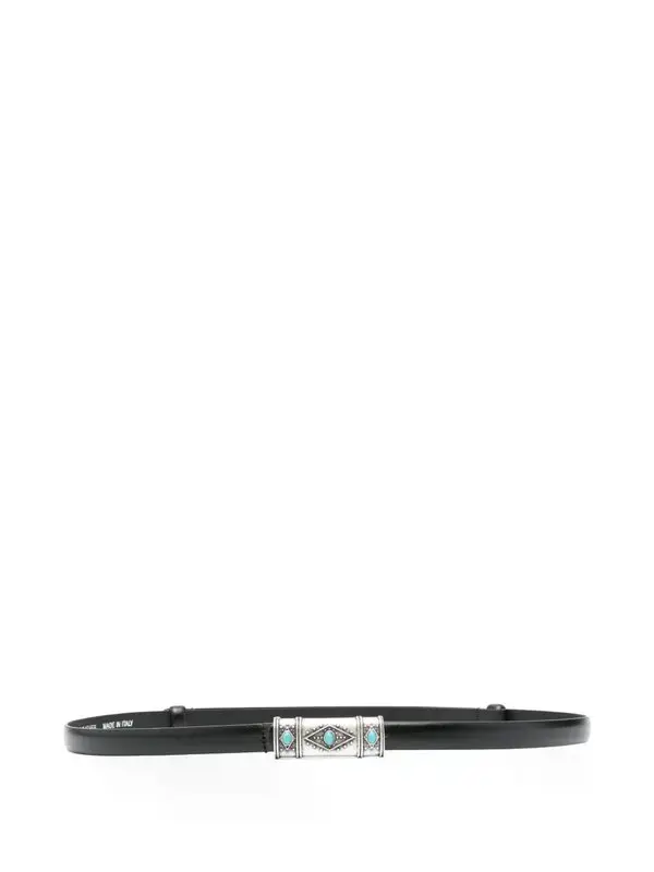 Ba&sh Turquoise-embellished Leather Belt - Black