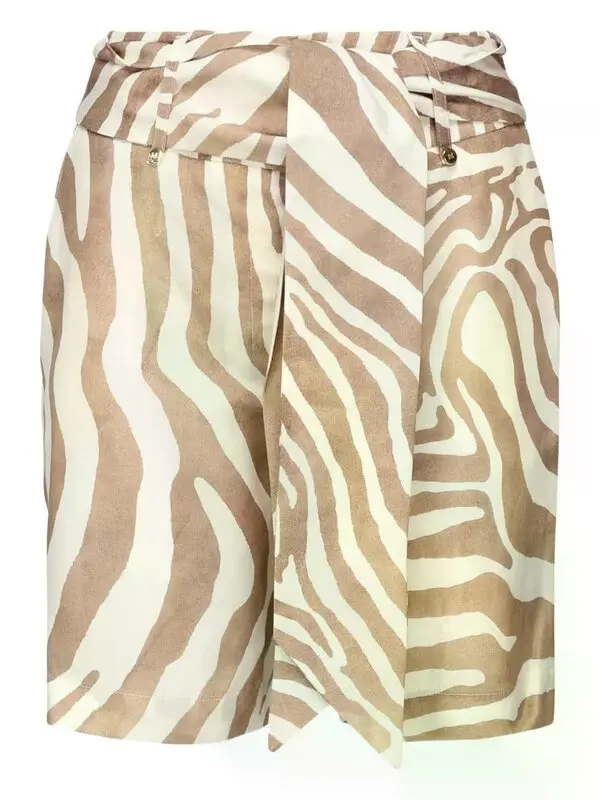MARCIANO Zebra-print Belted Shorts - White