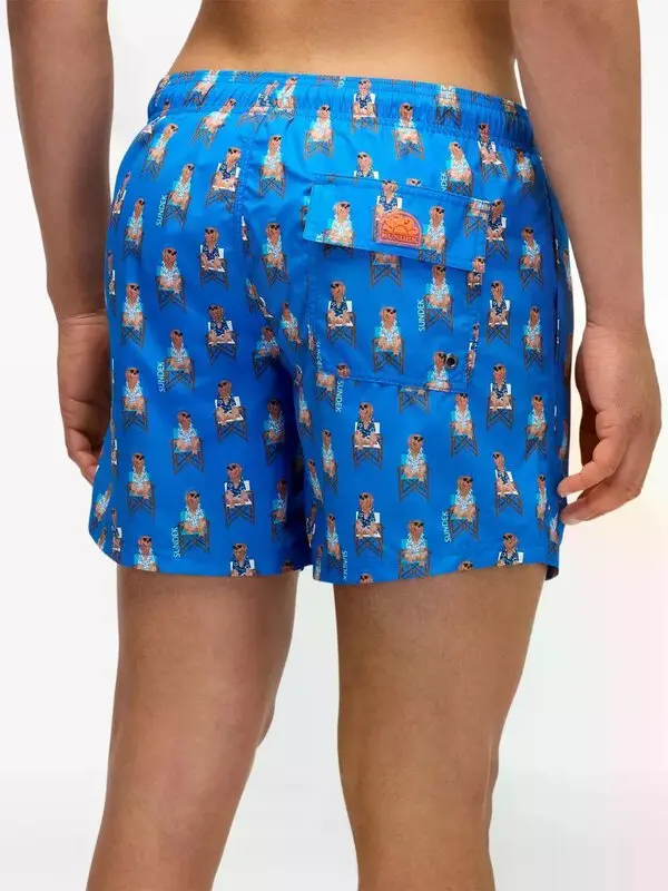 Sundek Dog-print Swim Shorts - Blue