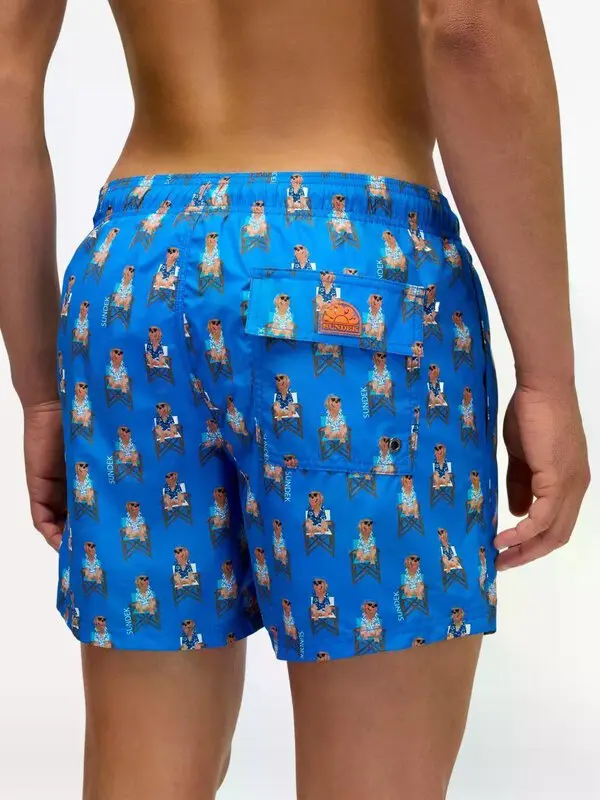 Sundek Dog-print Swim Shorts - Blue