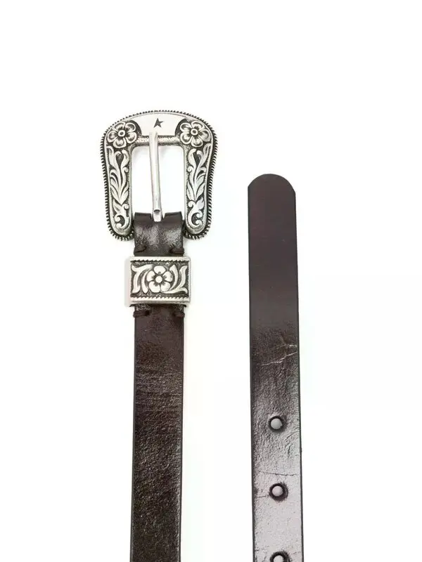 GOLDEN GOOSE Western-buckle Leather Belt - Brown