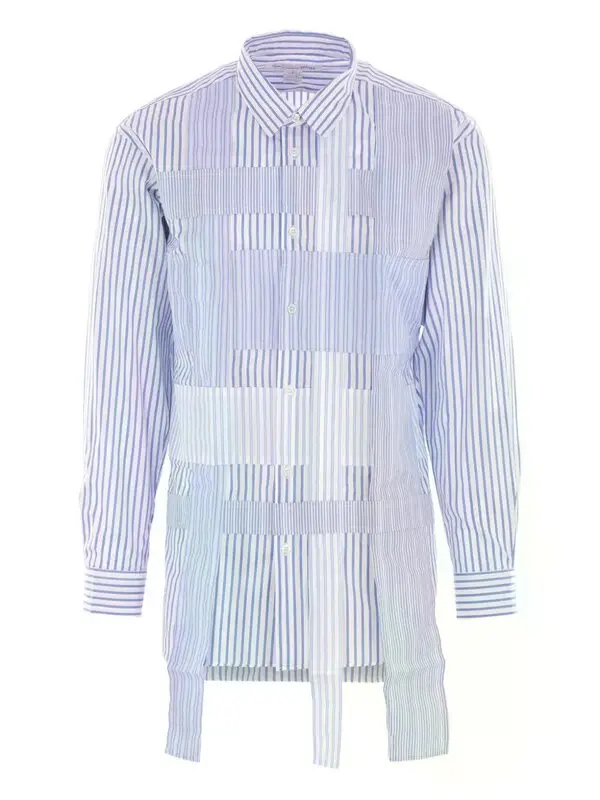 Comme Des Garçons Striped Patchwork Shirt - Blue