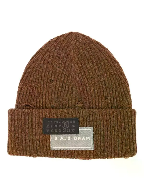 MAISON MARGIELA Ribbed-knit Beanie - Brown