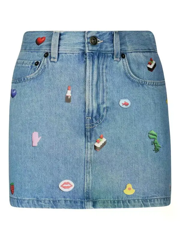Fiorucci Graphic-appliqué Denim Skirt