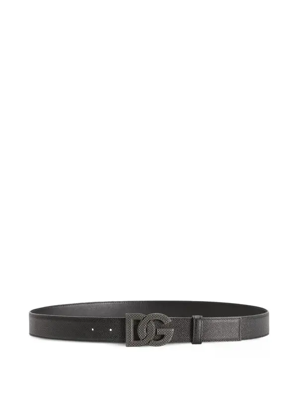 Dolce & Gabbana Logo-embellished Leather Belt - Black