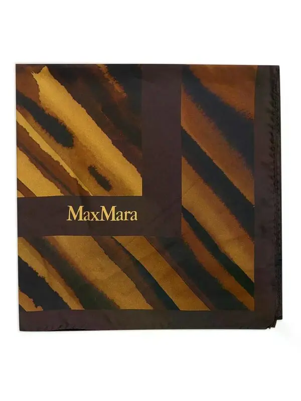 Max Mara Striped-pattern Silk Scarf - Brown