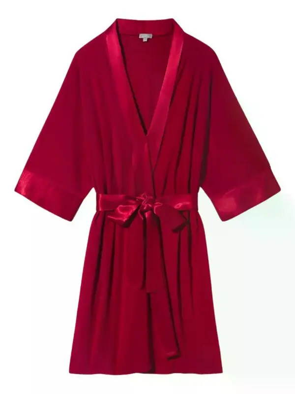 PJ HARLOW DREAMWEAR Satin-trimmed Robe - Red