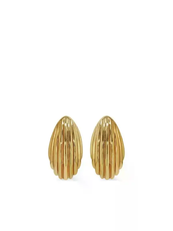 ANINE BING Small Ribbed Drop Earrings - Gold