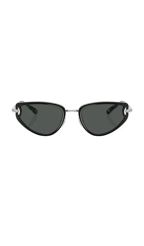 Tory Burch Oval Sunglasses - Black & Silver