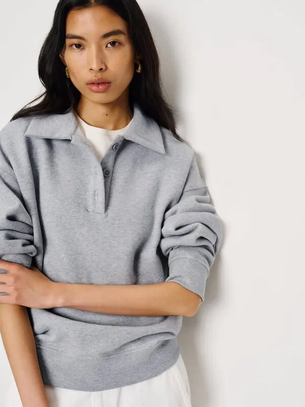 REFORMATION Nico Classic Polo Sweatshirt - Grey