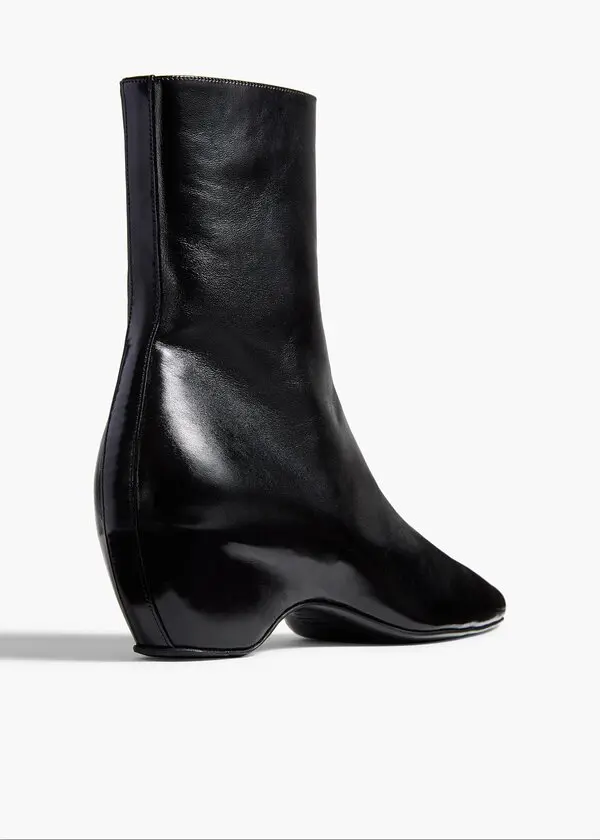 Khaite Sybil Ankle Boot In Glazed Leather - Black