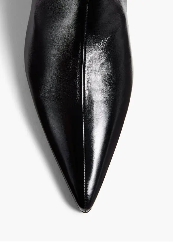 Khaite Sybil Ankle Boot In Glazed Leather - Black