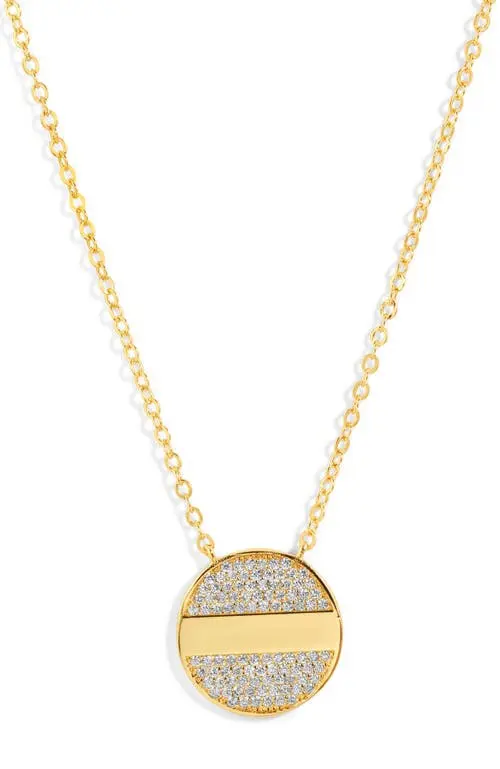 MAZIN JEWELS Capri Pave Disc Necklace - Gold