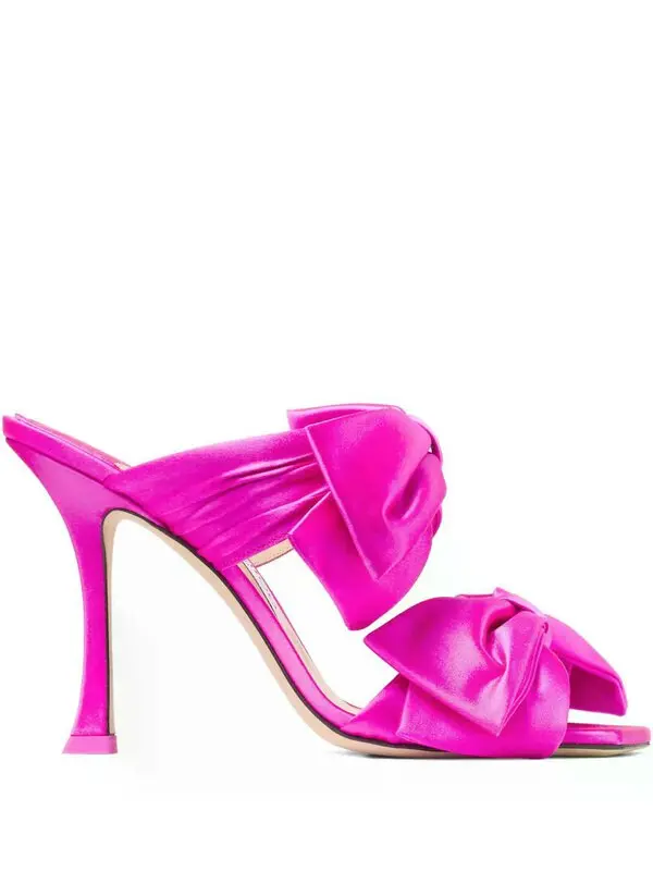 JIMMY CHOO 100mm Flaca Satin Bow Sandals - Pink
