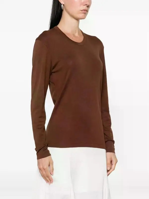 LEMAIRE Long-sleeve Cotton T-shirt - Brown