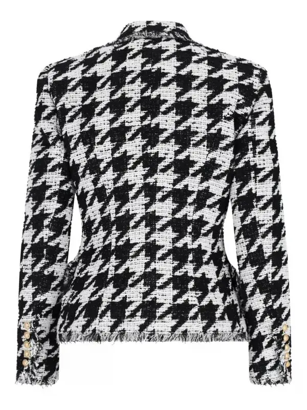 Balmain Houndstooth Blazer With Frayed Edges