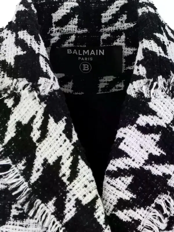 Balmain Houndstooth Blazer With Frayed Edges