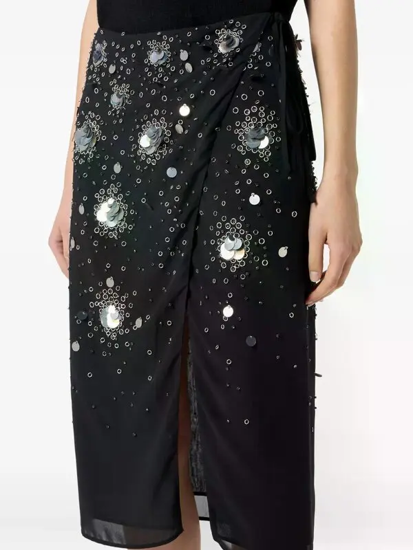 Blumarine Embroidered-sequin Wrap Mid-length Skirt