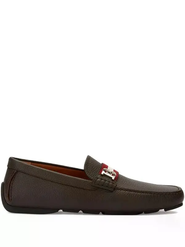 Bally Grained Leather Loafers With Logo Plaque